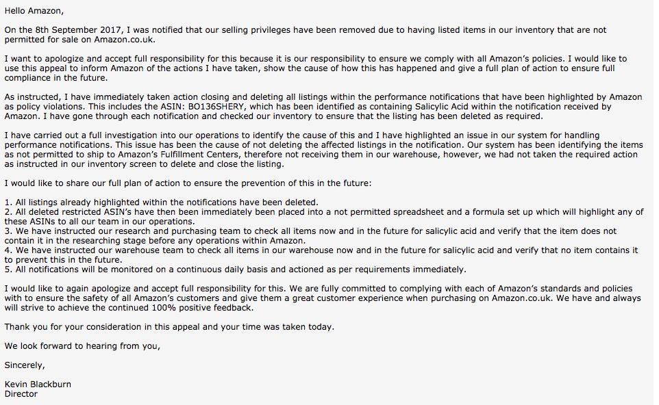 How To Write An Appeal Letter To Amazon Nda or ug